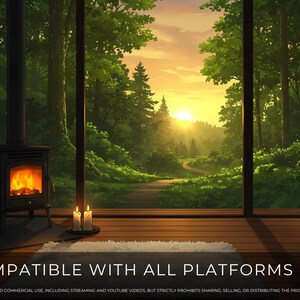 Animated Background | Cozy Forest Cabin | Warm Stove & Sunrise View ...