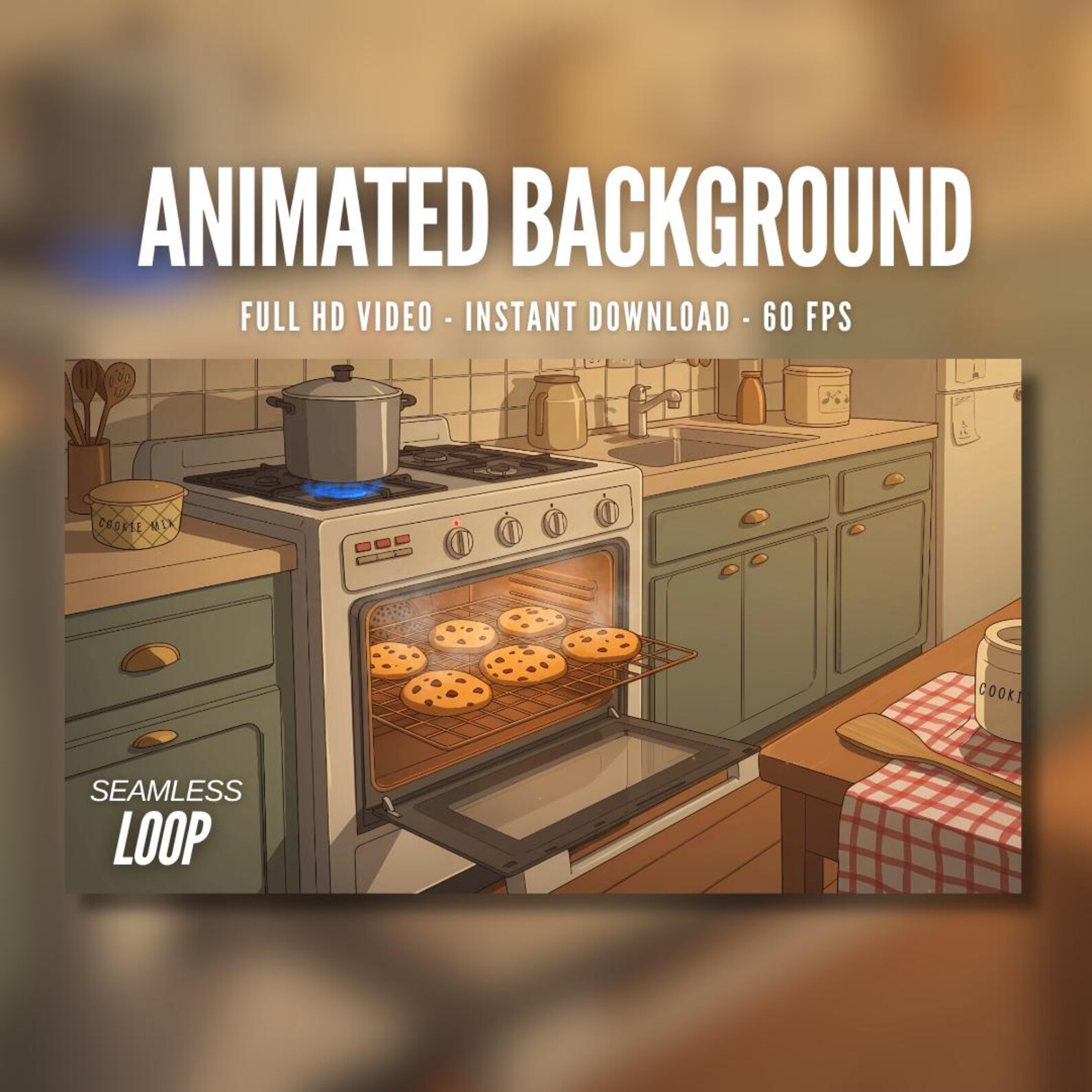 Animated Background | Cozy Kitchen | Fresh Cookies Baking in Warm Oven ...