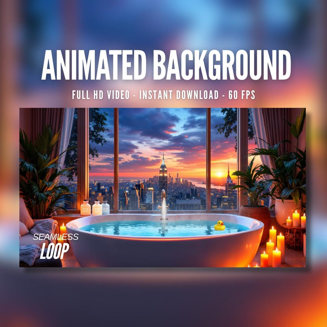 Animated Background | Cozy Bath Tub | New York City Skyline | Luxurious ...