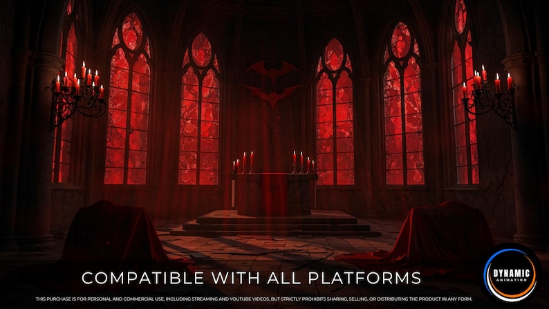 Animated Background | Gothic Vampire Cathedral | Red Stained Glass ...