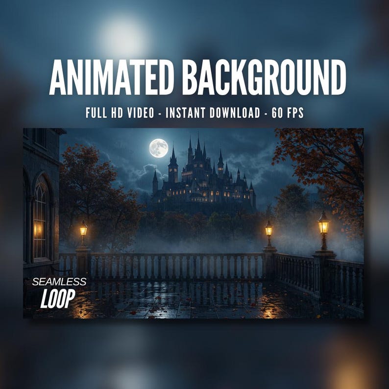 Animated Background | Gothic Castle View | Rain & Full Moon | Spooky ...