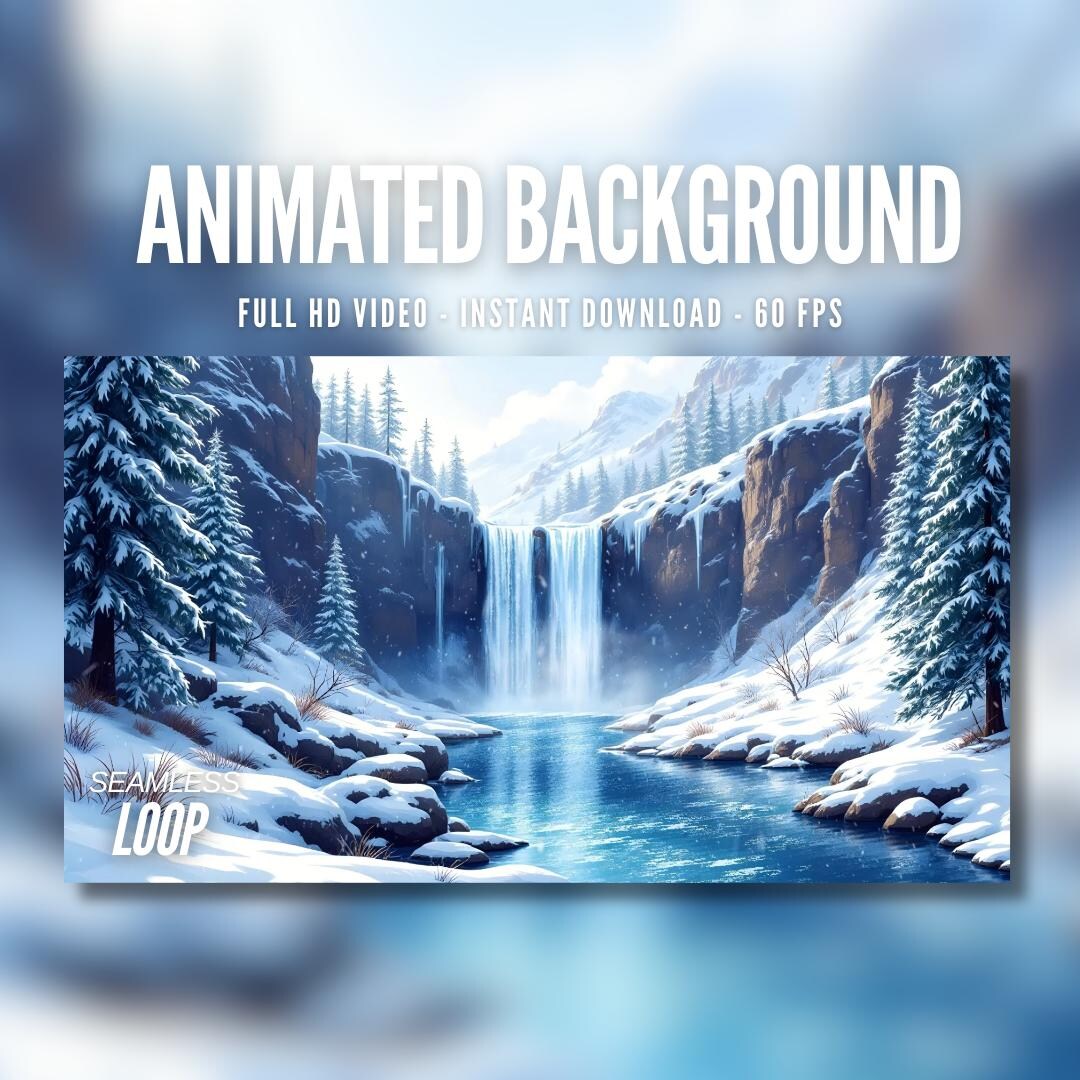Animated Background | Majestic Winter Waterfall | Snow Cliffs | Winter ...
