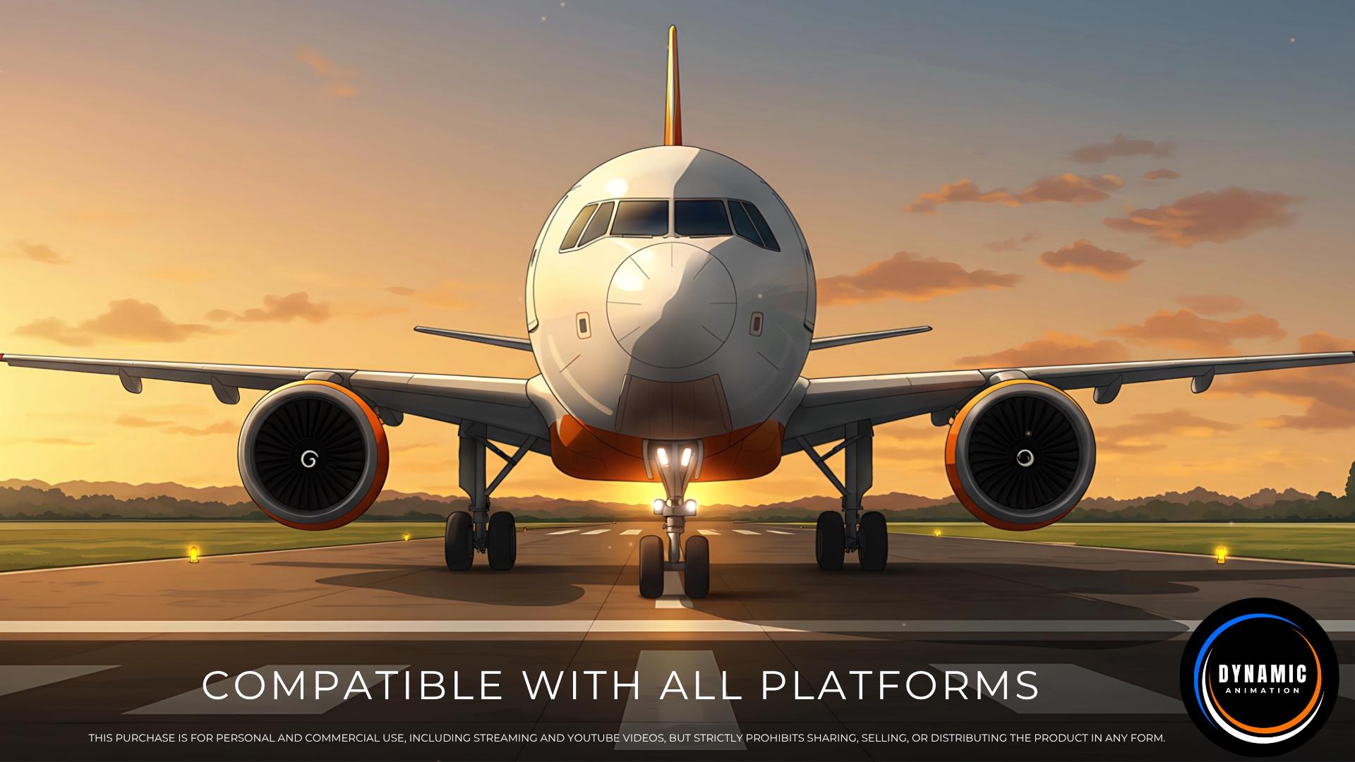 Animated Background | Airplane on Runway at Sunrise | Peaceful Travel ...