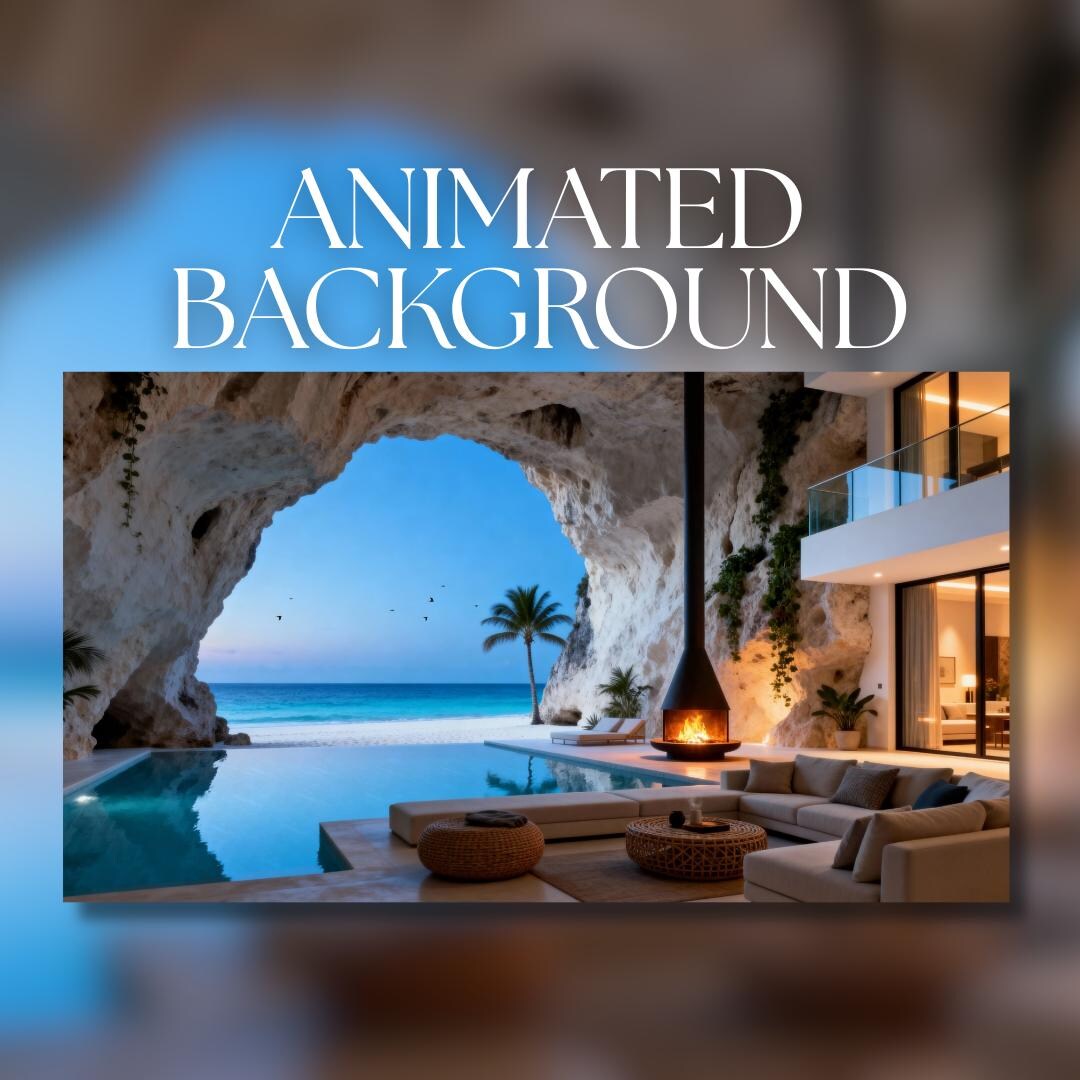 Animated Background | Luxury Ocean Cave Retreat | Coastal Interior With ...