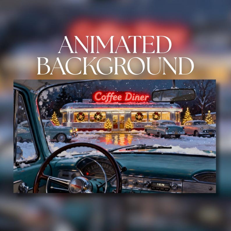 Animated Background | Vintage 1950s Car Interior View of Cozy Christmas ...