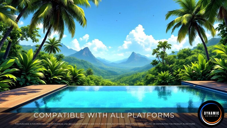 Animated Background | Swimming Pool | Summer Jungle | Blue Skies ...