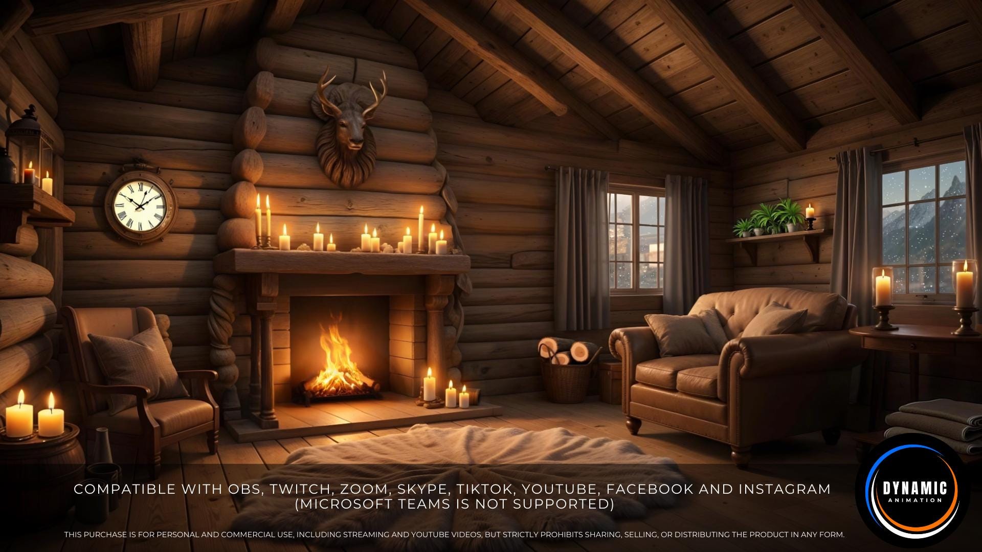 Animated Background 99 Cozy Rustic Log Cabin Snow Window Cozy Fireplace ...