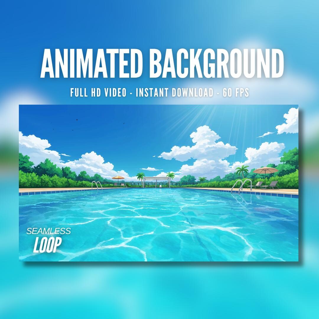 Animated Background | Summer Pool | Relaxing Poolside View | Summer Day ...