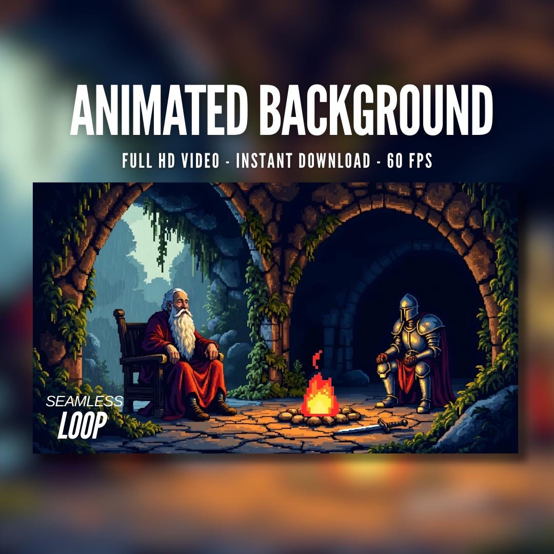 Animated Background | Wizard Resting With Medieval Knight | Campfire ...