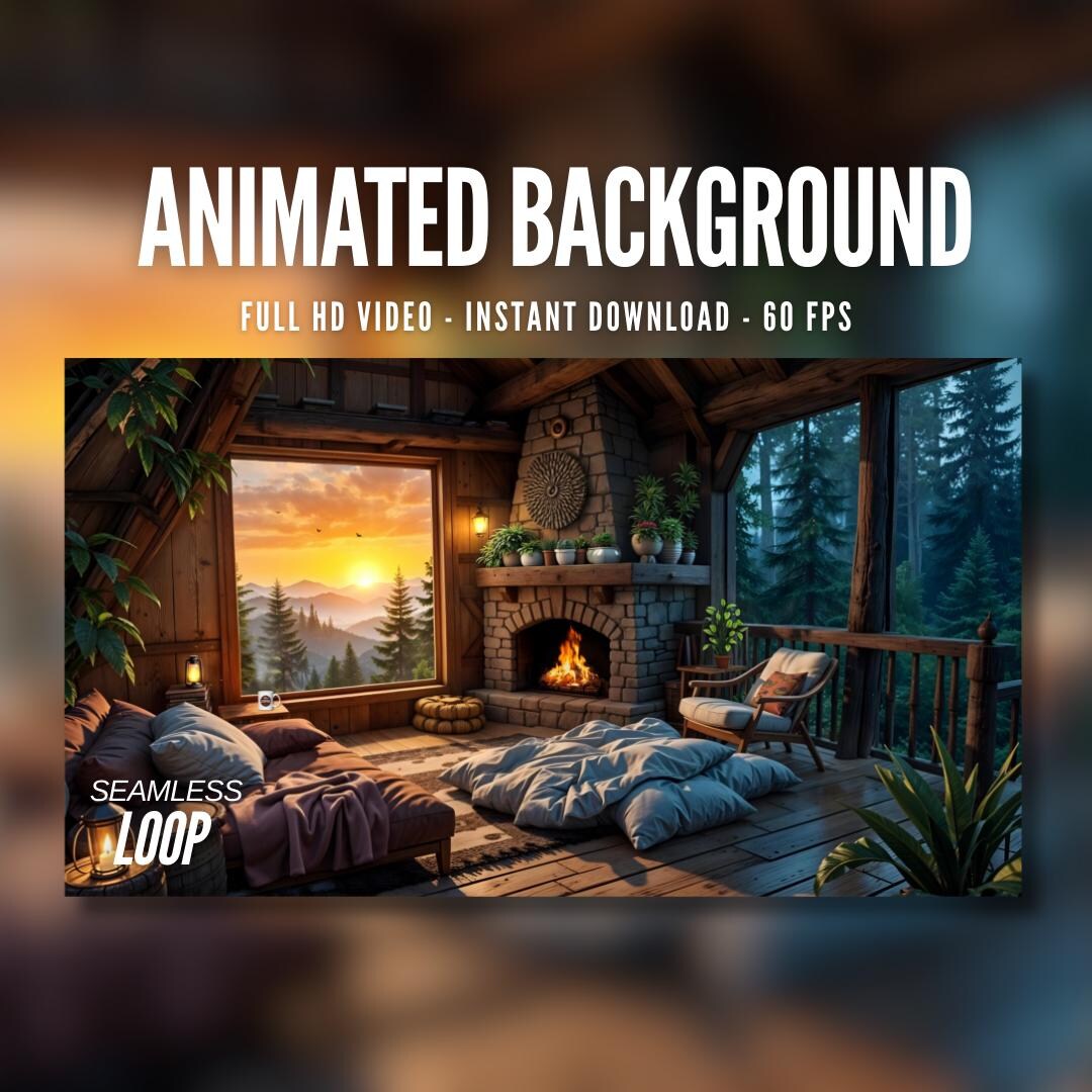 Animated Background | Treehouse Room | Sunset View | Flying Birds ...