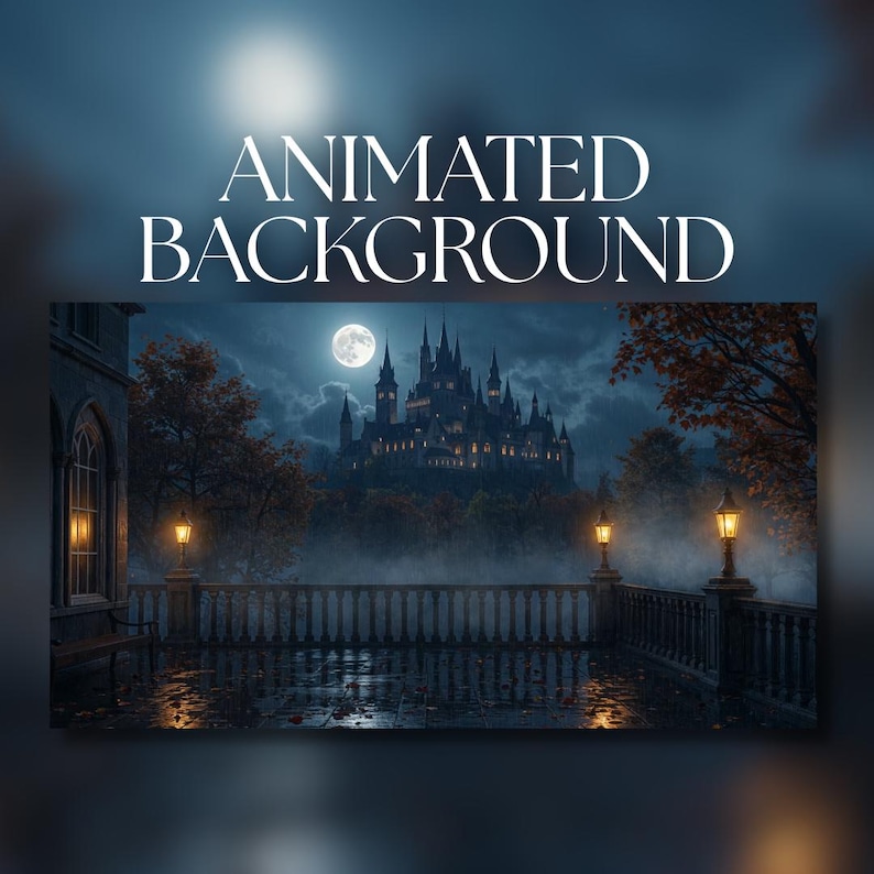 Animated Background | Gothic Castle View | Rain & Full Moon | Spooky ...