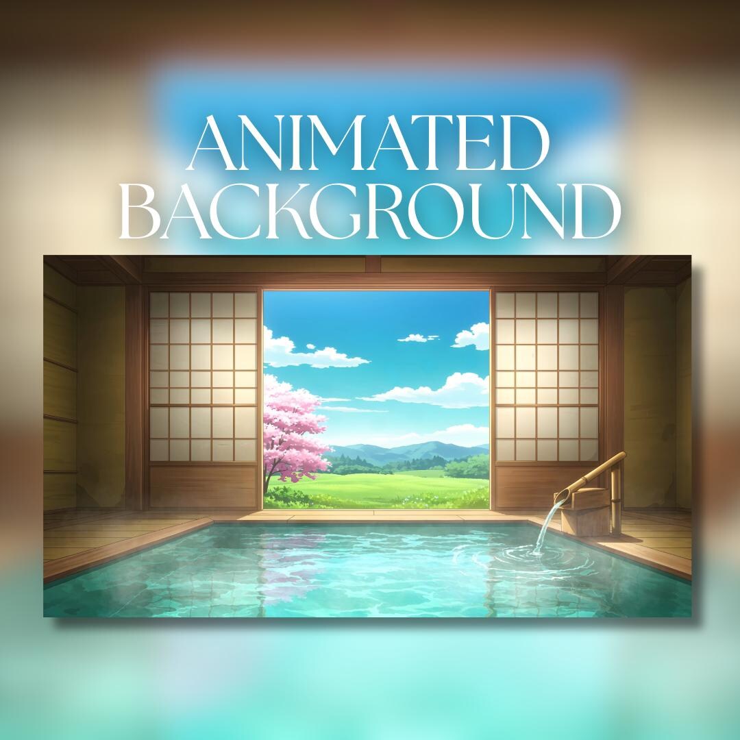 Animated Background | Spring Indoor Onsen With Open Shoji Doors ...