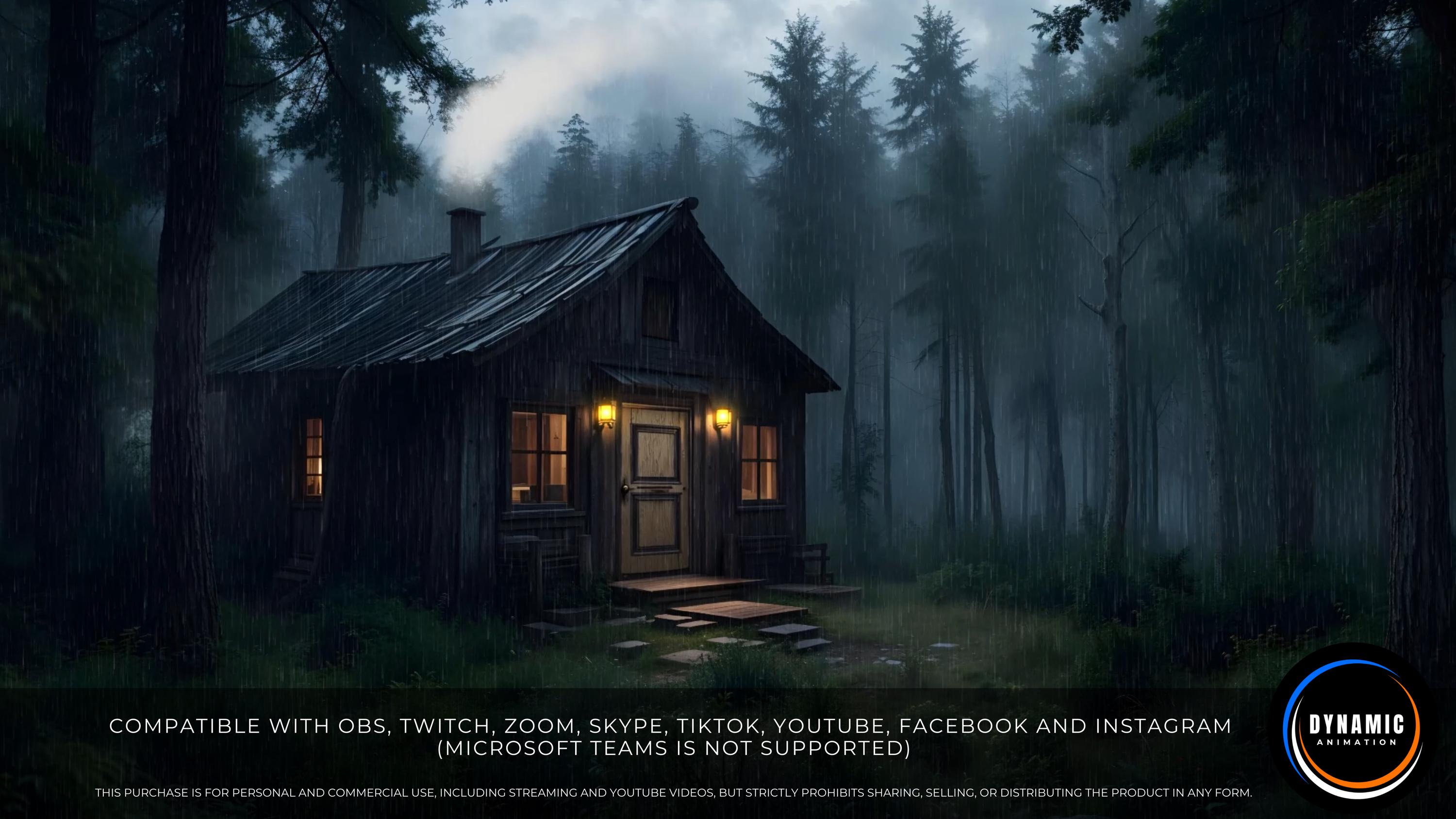 Animated Background | Wooden Forest Cabin | Dark Forest | Pouring Rain ...