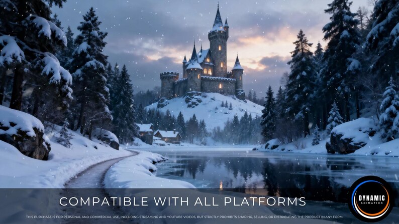 Animated Background | Snowy Winter Castle by Frozen Lake | Fairytale ...