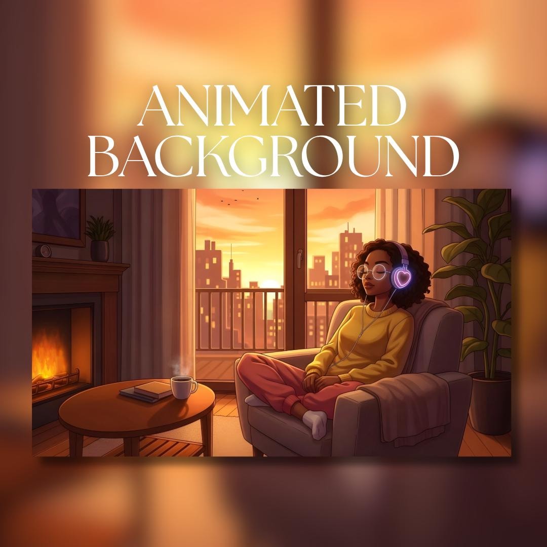 Animated Background | Cozy Sunset Apartment With Fireplace & Headphones ...