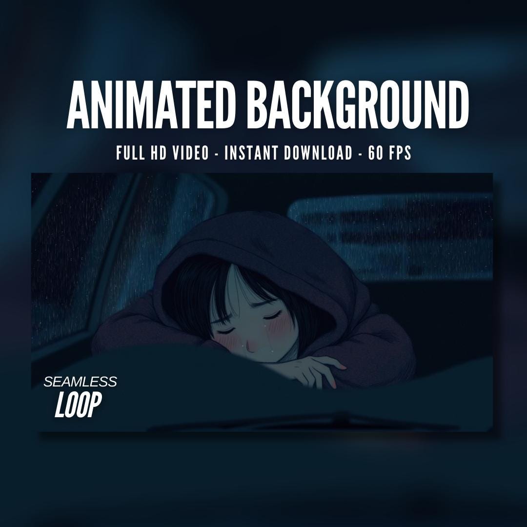 Animated Background | Sad Girl Crying in Car | Rainy Car Window | Teardrops | Lofi | Twitch ...