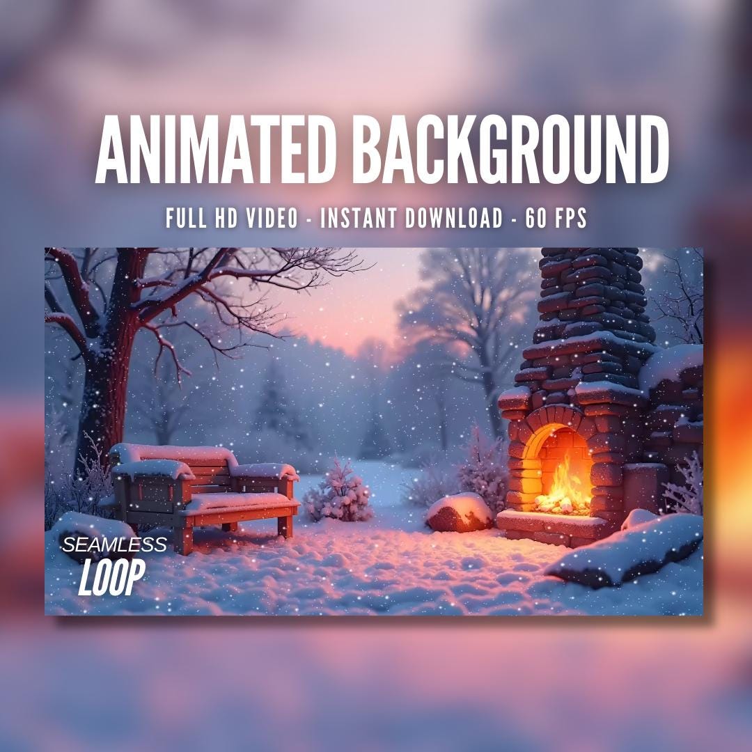 Animated Background 76 Outside Fireplace Snowy Landscape Falling Snow ...
