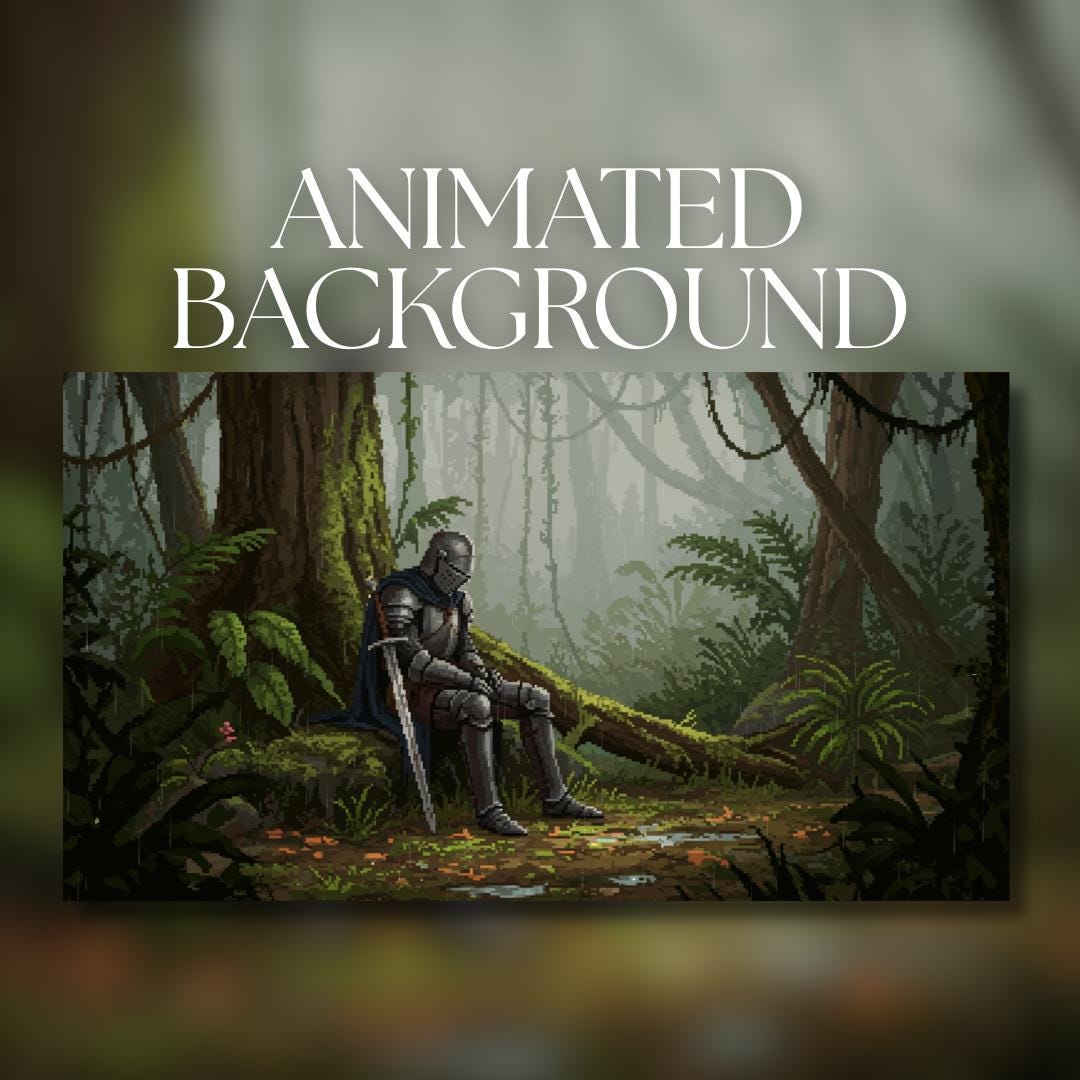 Animated Background | Pixel Art Knight Resting in Rainy Forest | Misty ...