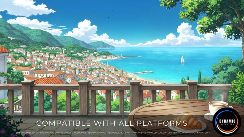 Animated Background | Coastal Balcony Cafe | Ocean Breeze | Seaside ...