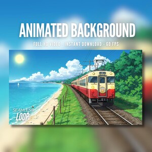 Animated Background | Train Along Beachside | Scenic Ocean View ...