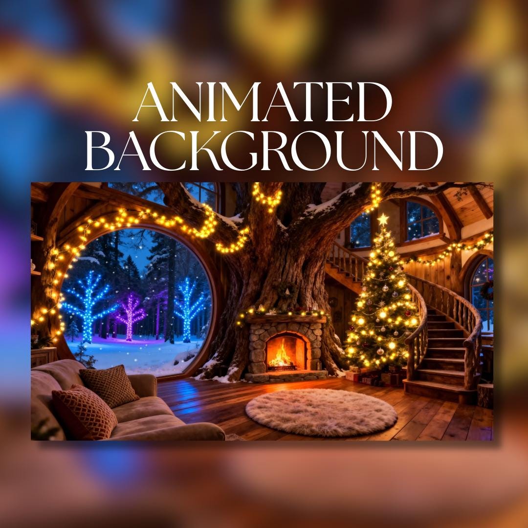 Animated Background | Enchanted Treehouse Christmas Interior With ...