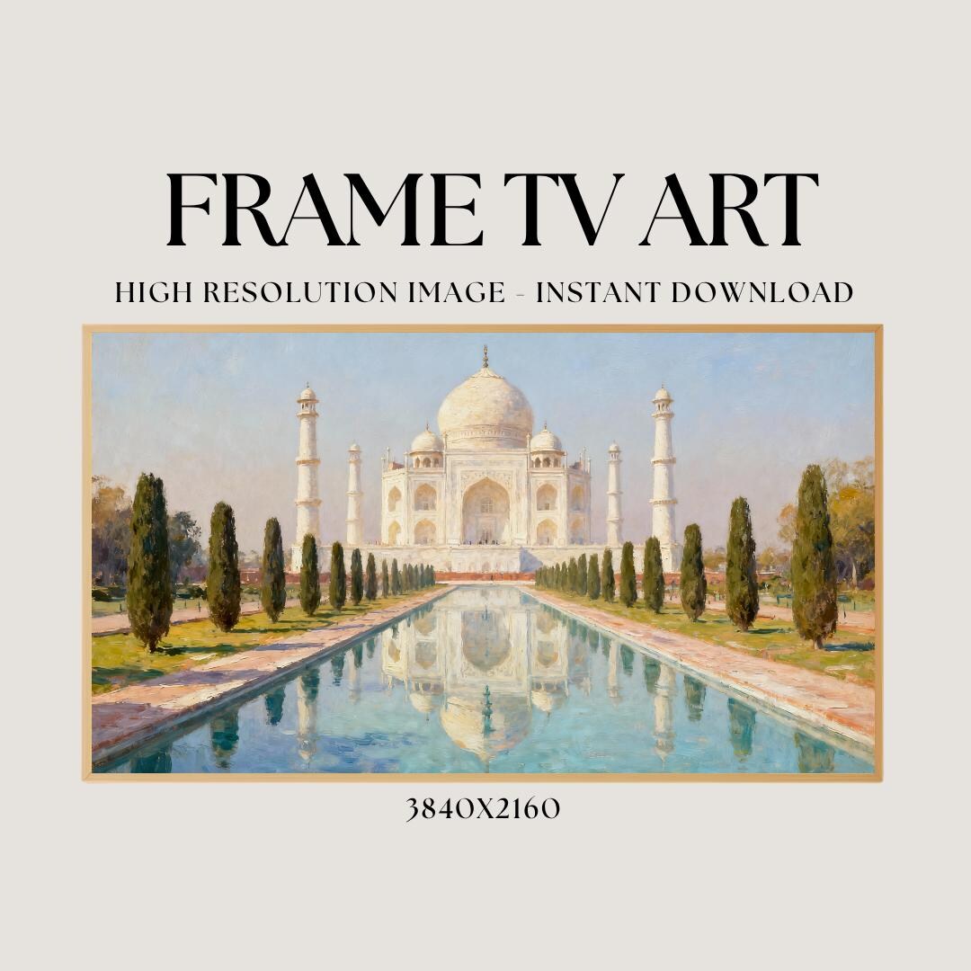 Frame TV Art | Taj Mahal Sunrise Reflection | Serene Marble ...