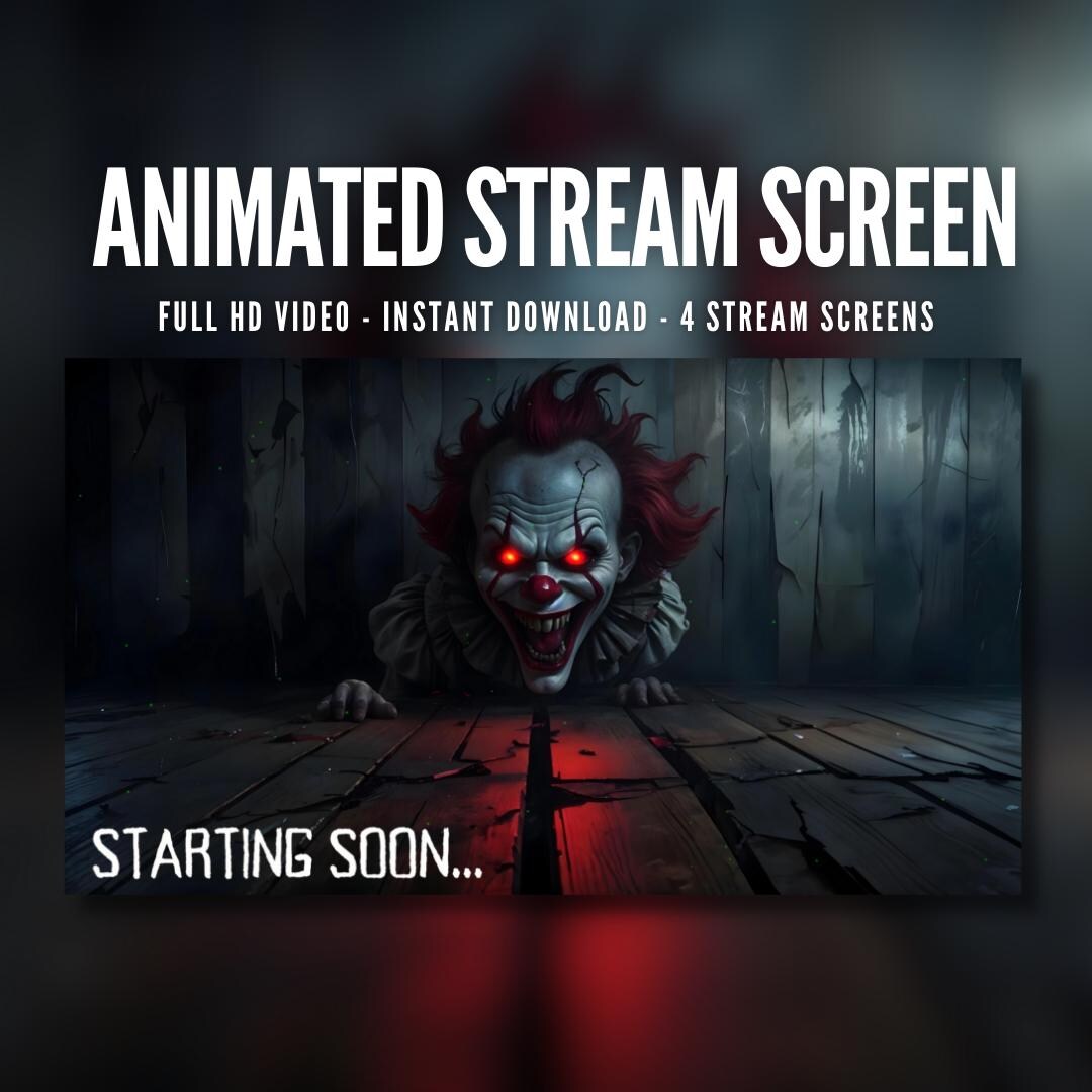 Animated Stream Screen Evil Clown Face Spooky Room Halloween Atmosphere ...