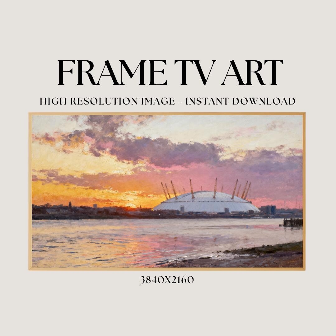Frame TV Art | London O2 Arena Sunset Over the Thames | Warm Evening ...