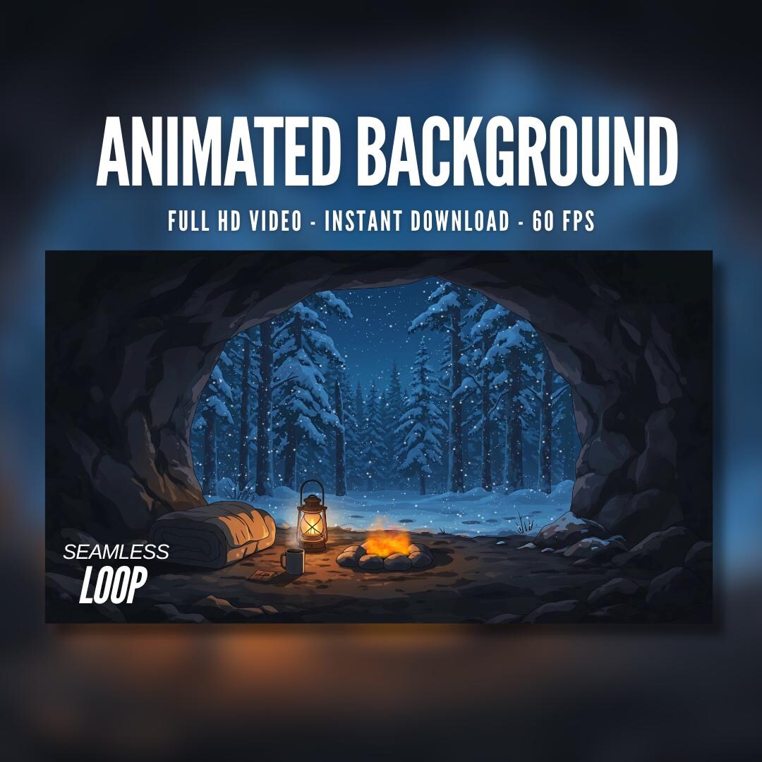Animated Background | Cozy Winter Cave | Snowy Forest View | Warm ...