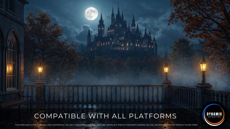 Animated Background | Gothic Castle View | Rain & Full Moon | Spooky ...