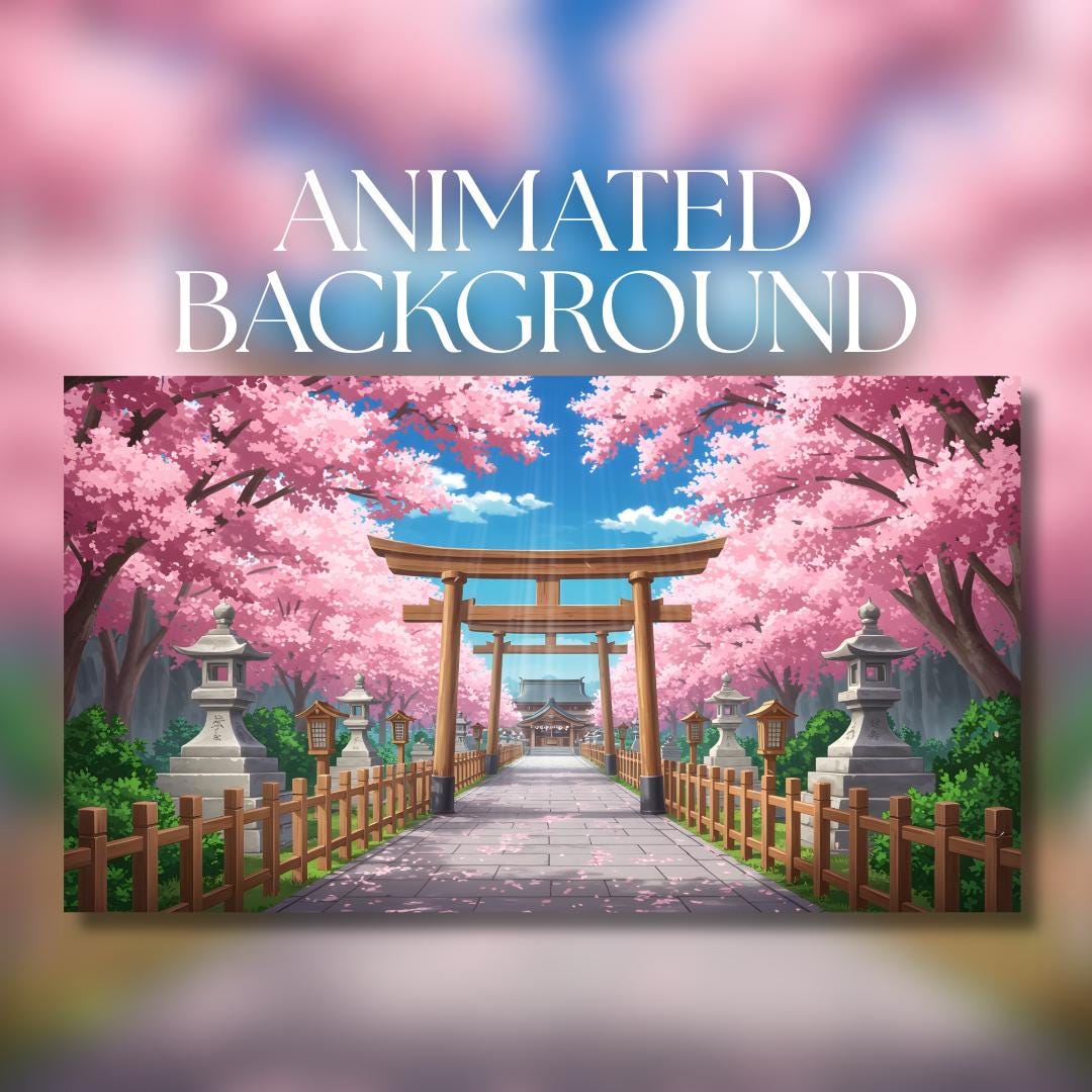 Animated Background | Cherry Blossom Shrine Pathway With Torii Gate ...