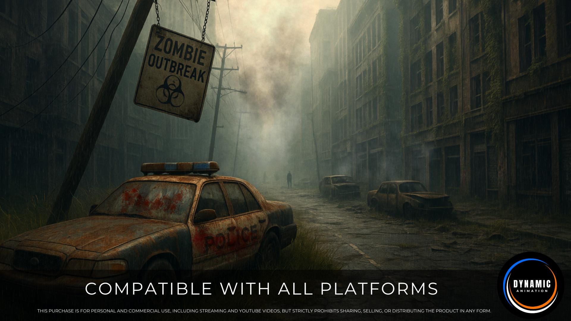 Animated Background | Post Apocalyptic City | Abandoned Police Car ...