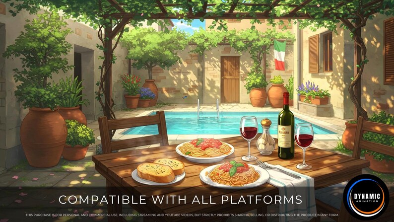Animated Background | Italian Courtyard Lunch | Summer Vineyard | Wine ...