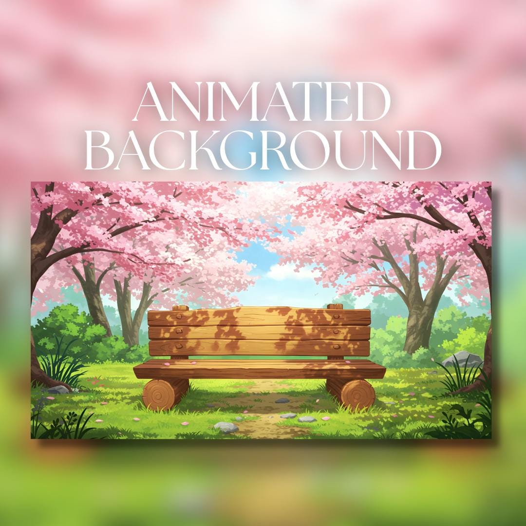 Animated Background | Spring Cherry Blossom Bench | Cozy Park Seating ...