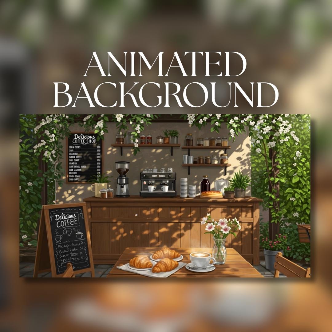 Animated Background | Cozy Spring Garden Cafe | Outdoor Coffee Shop ...