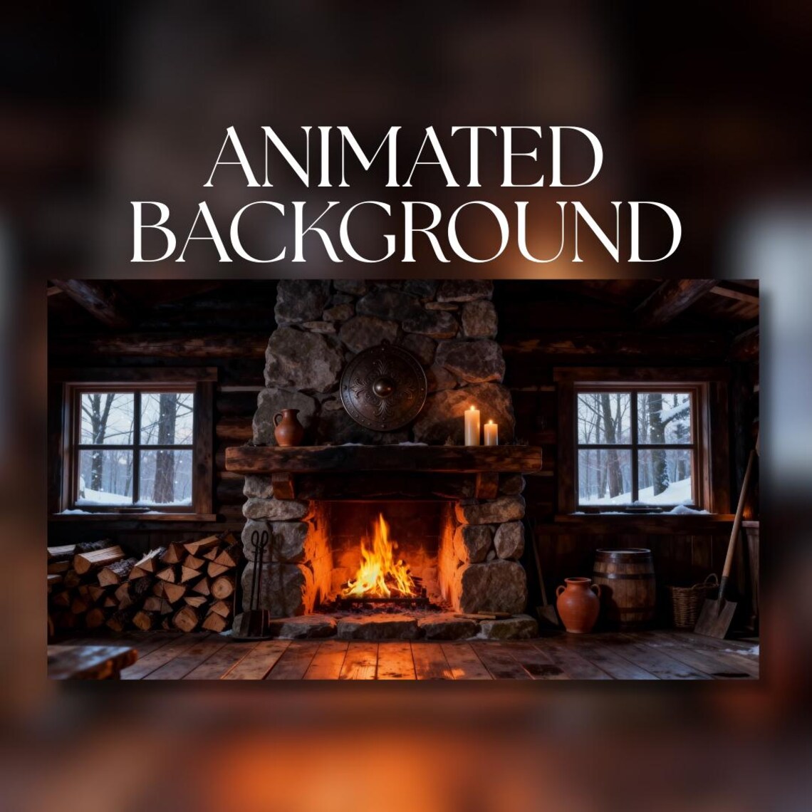 Animated Background | Viking Log Cabin Fireplace | Norse Shield ...