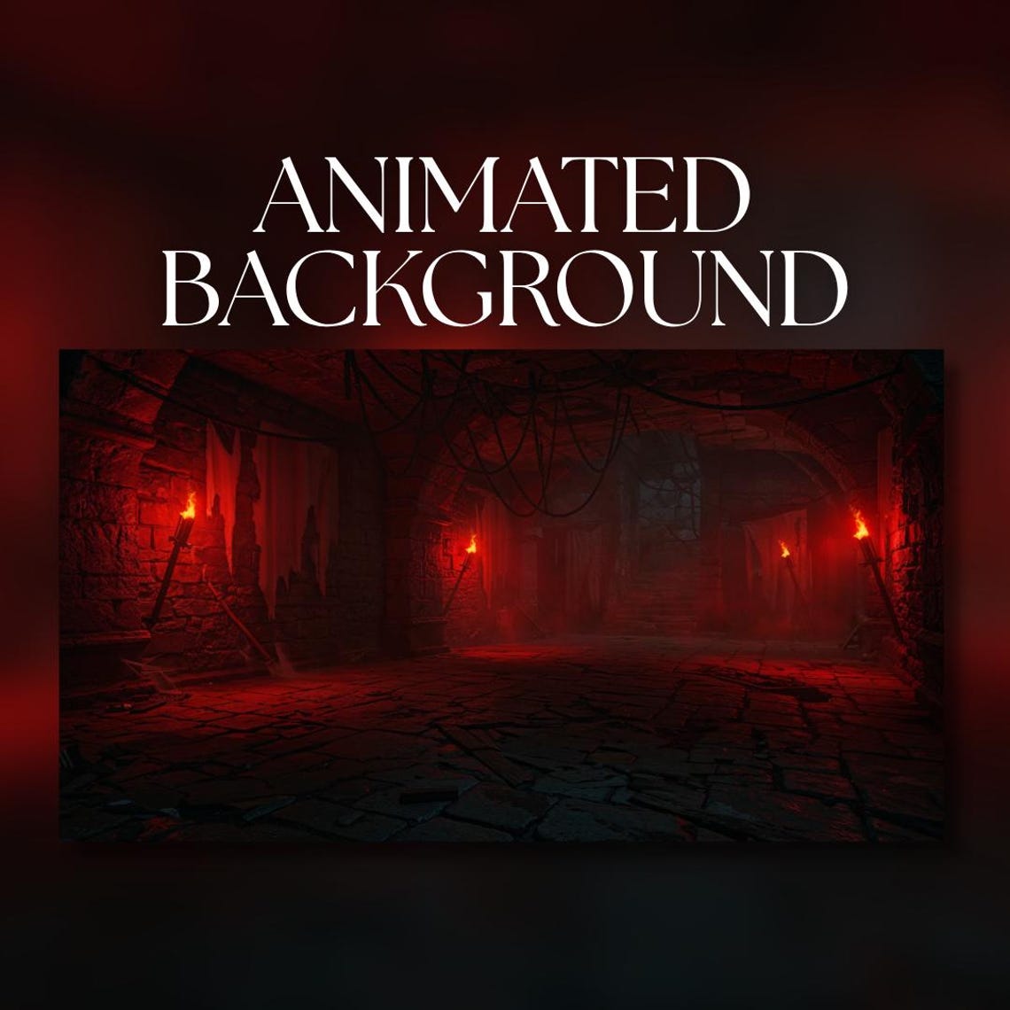 Animated Background | Vampire Crypt Hallway | Torchlit Stone Dungeon ...