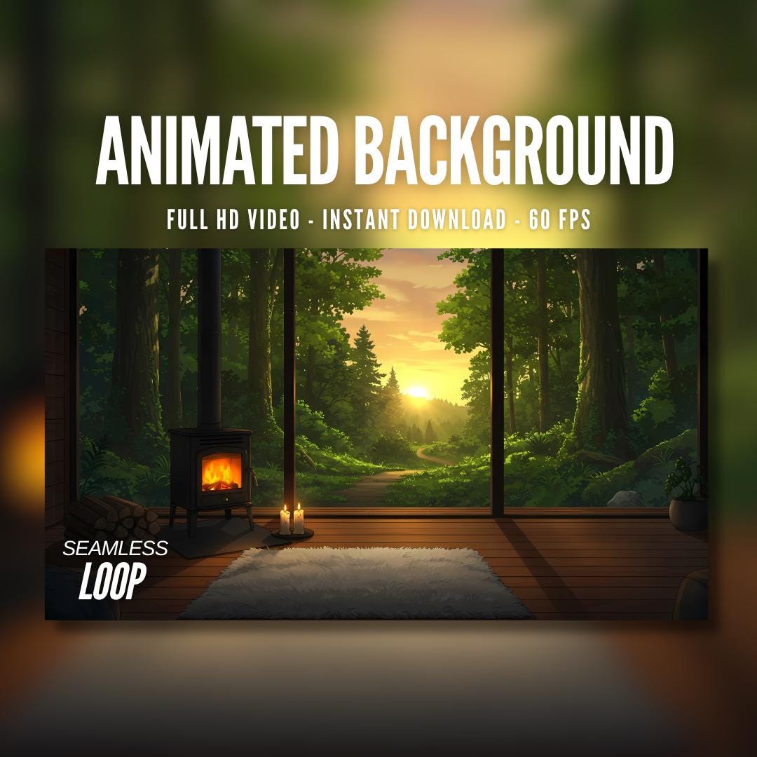 Animated Background | Cozy Forest Cabin | Warm Stove & Sunrise View ...