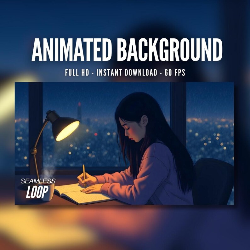 Animated Lo-fi Background 1 Cozy Rainy Lo-fi Girl Rain Window Twitch ...