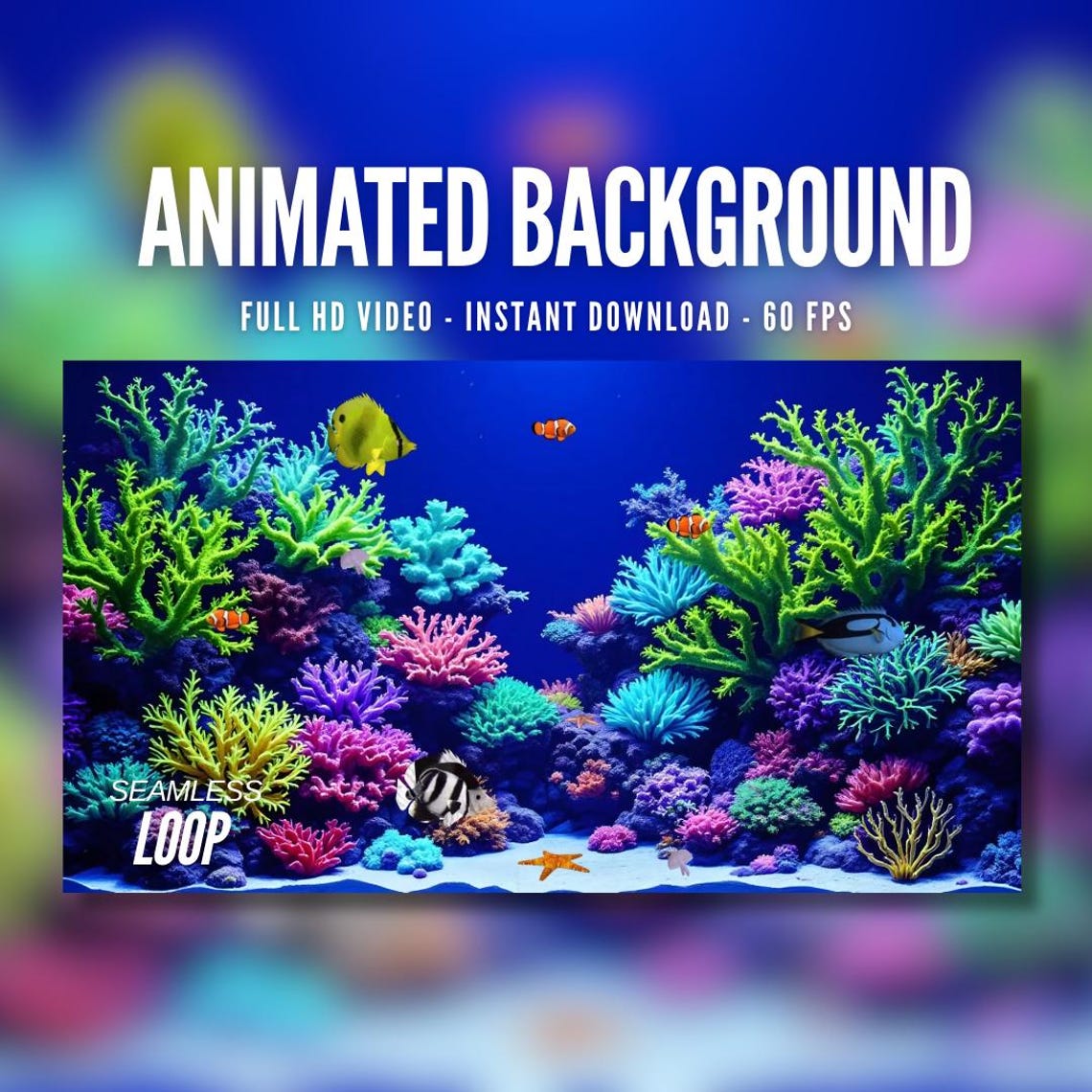 Animated Background | Underwater Reef Aquarium | Colourful Corals ...
