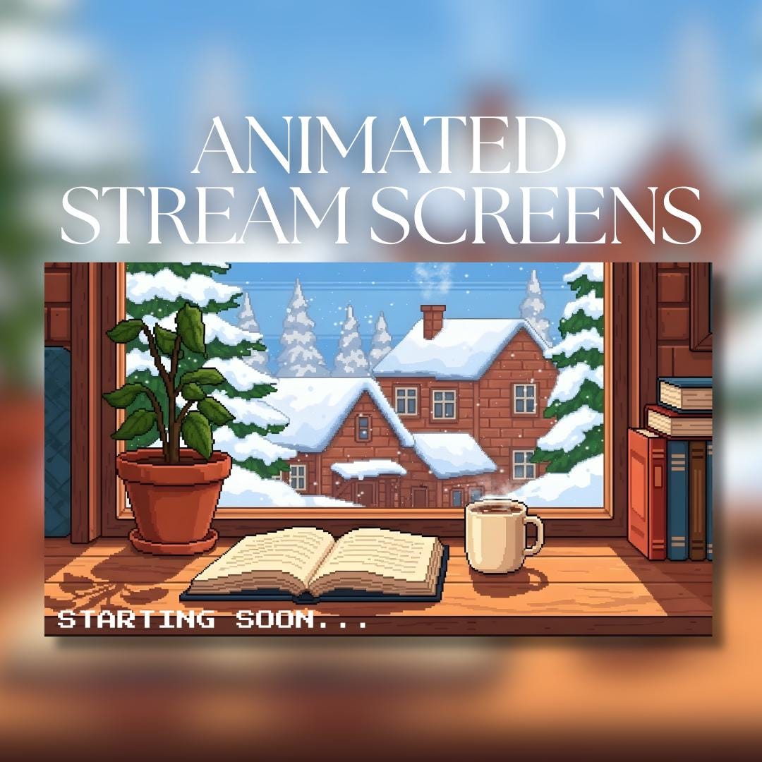 Animated Stream Screen | Cozy Pixel Winter Cabin Window | 4 Stream ...