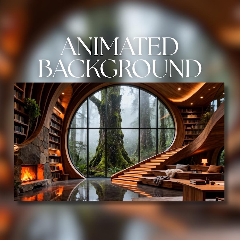Animated Background | Enchanted Forest Library Interior | Giant Tree ...