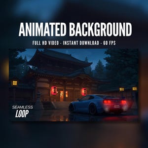 Animated Background | JDM Car at Japanese Shrine | Rainy Night ...