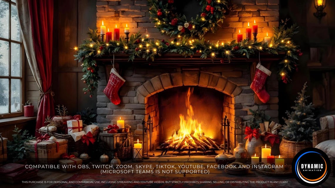 Animated Background | Cozy Christmas Fireplace | Snow Window | Christmas Ambience | Twitch ...