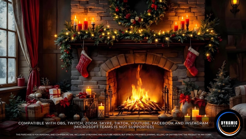 Animated Background | Cozy Christmas Fireplace | Snow Window ...