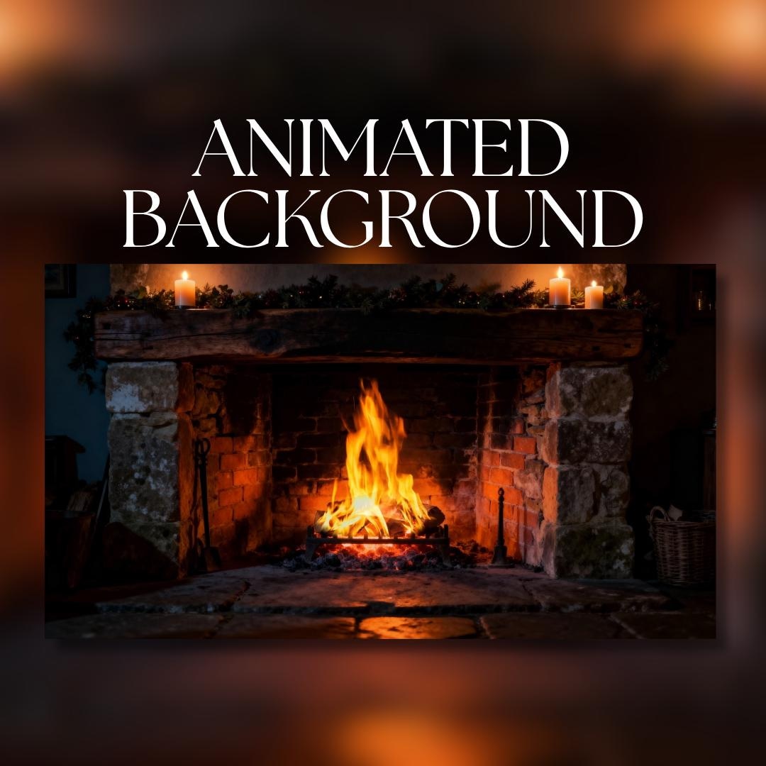 Animated Background | Cozy Fireplace With Christmas Lights & Flickering ...