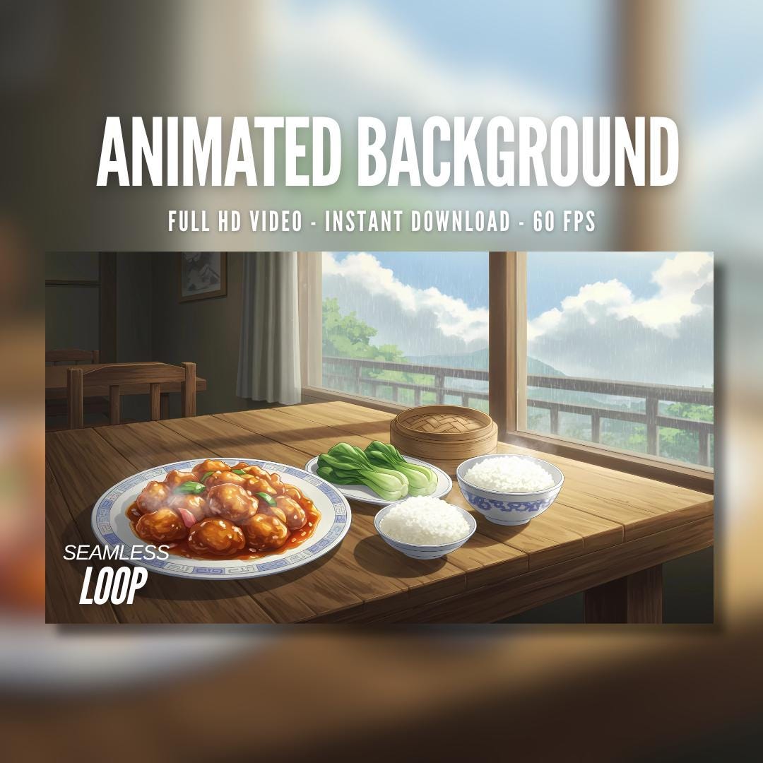 Animated Background | Cozy Anime Dining Table | Japanese Meal | Rainy ...