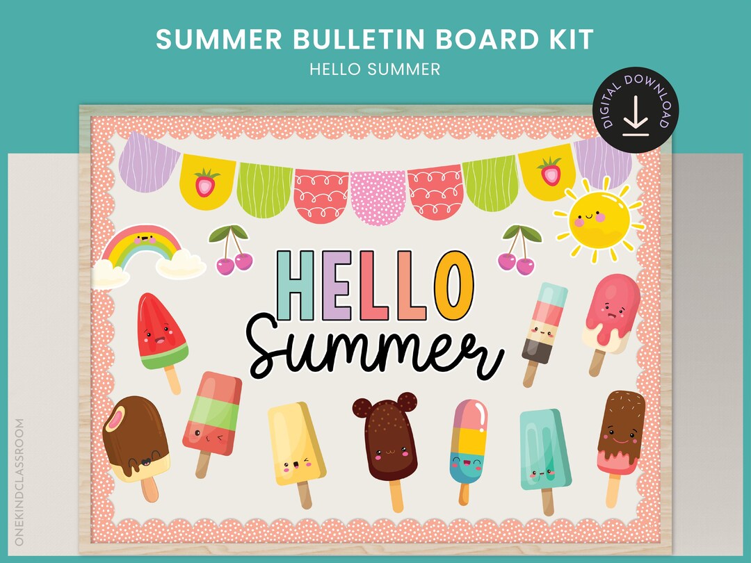Hello Summer Bulletin Board Kit | Summer End of Year Classroom Bulletin ...