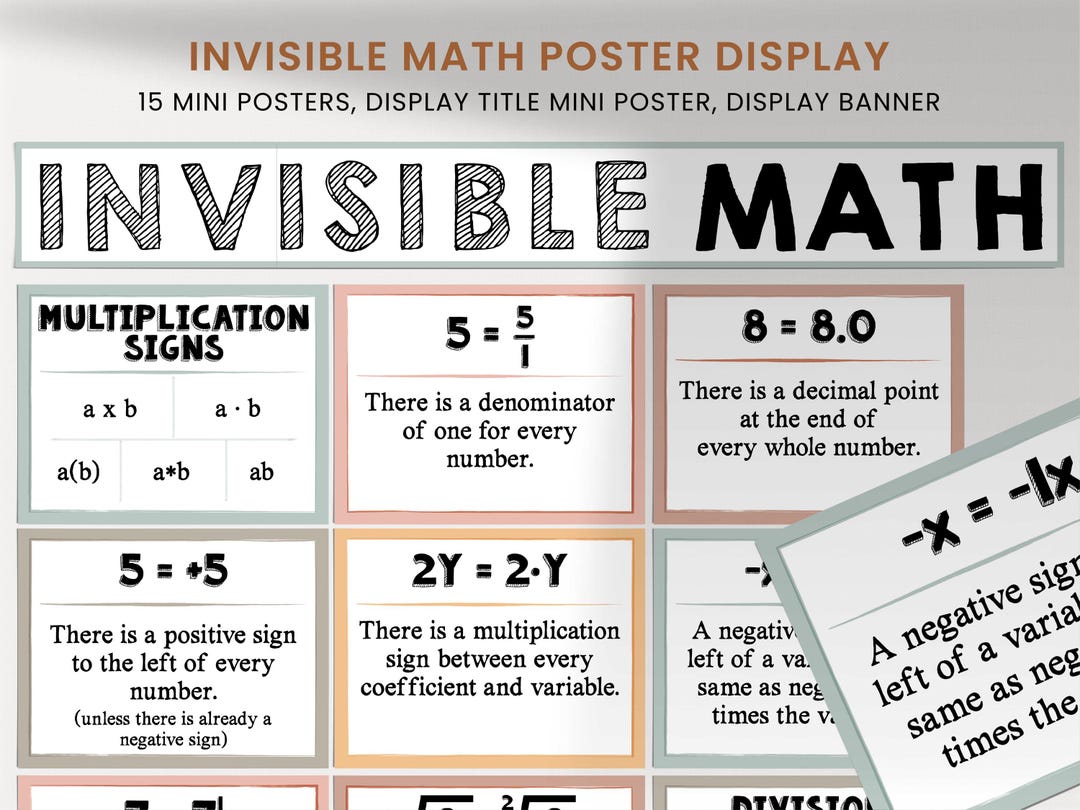 Invisible Math Posters (earthy) - Middle School Math Classroom Decor - Etsy