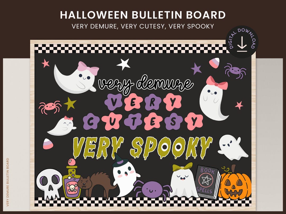 Very Demure Very Cutesy Very Spooky Halloween Bulletin Board Kit ...